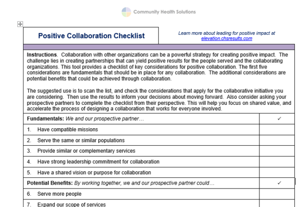 The Positive Collaboration Checklist – Elevation